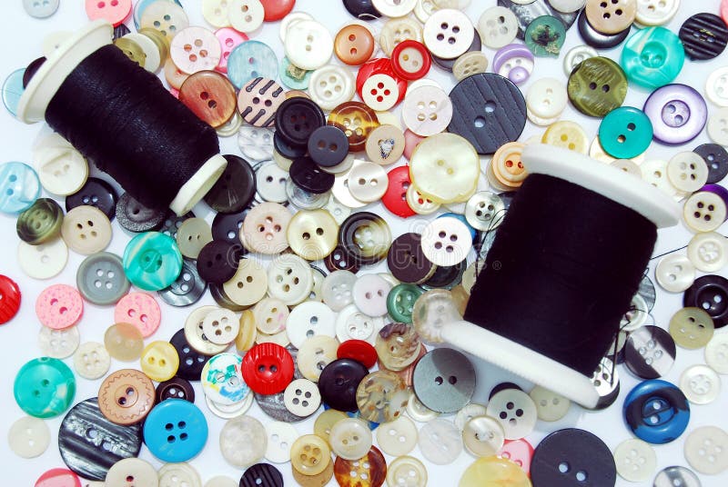 Sewing buttons and Thread stock photo. Image of clipping - 12352784