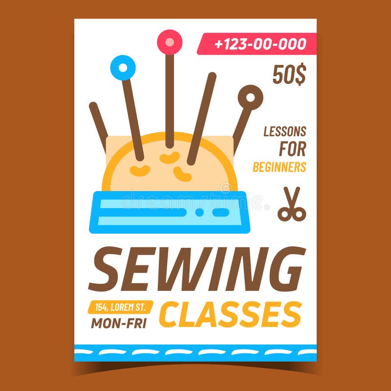 Vector Sewing Classes Poster Flyer Stock Illustrations 5 Vector