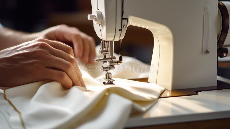 Sewing Clothes on a Sewing Machine Generative Ai Stock Illustration ...