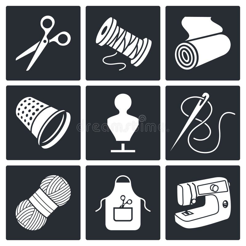 Sewing And Needlework Flat Icons Vector Set Stock Vector
