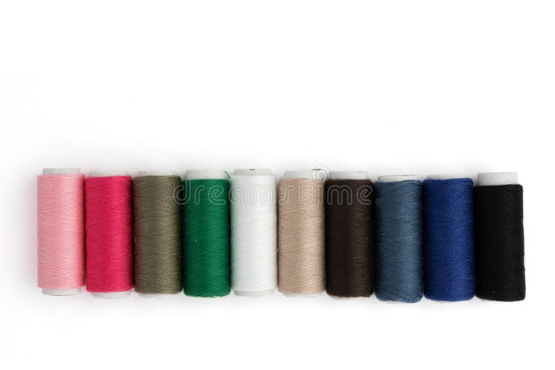 Sewing Colored Threads Isolated on White Stock Image - Image of purple ...