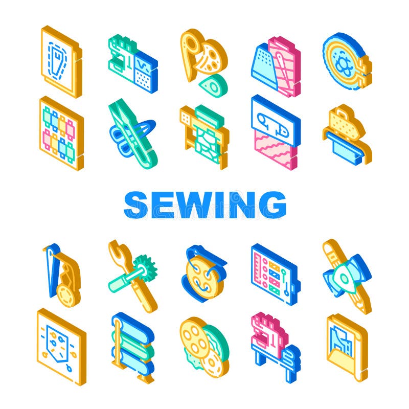 Sewing & Craft Icons, Blue Silhouette Stock Vector - Illustration of ...