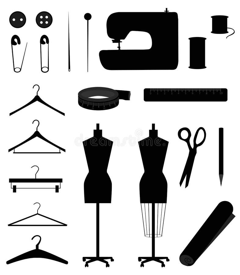 Sewing and Tailoring Tools and Supplies Stock Vector - Illustration of ...