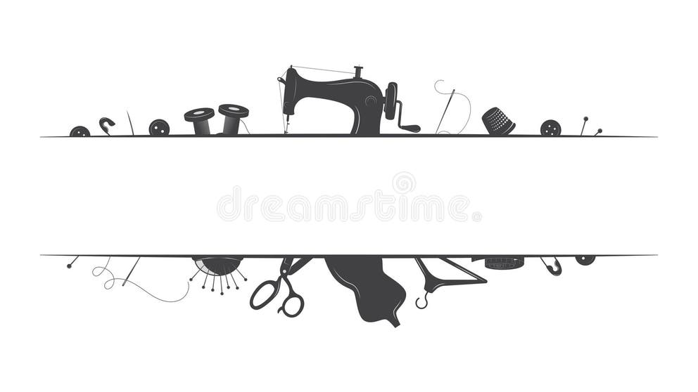 Sewing equipment border stock vector. Illustration of needle - 391545875
