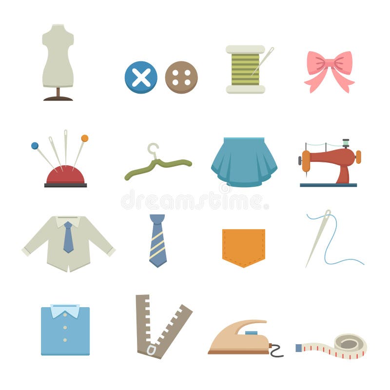 Sewing equipment icons stock vector. Illustration of lady - 42520679