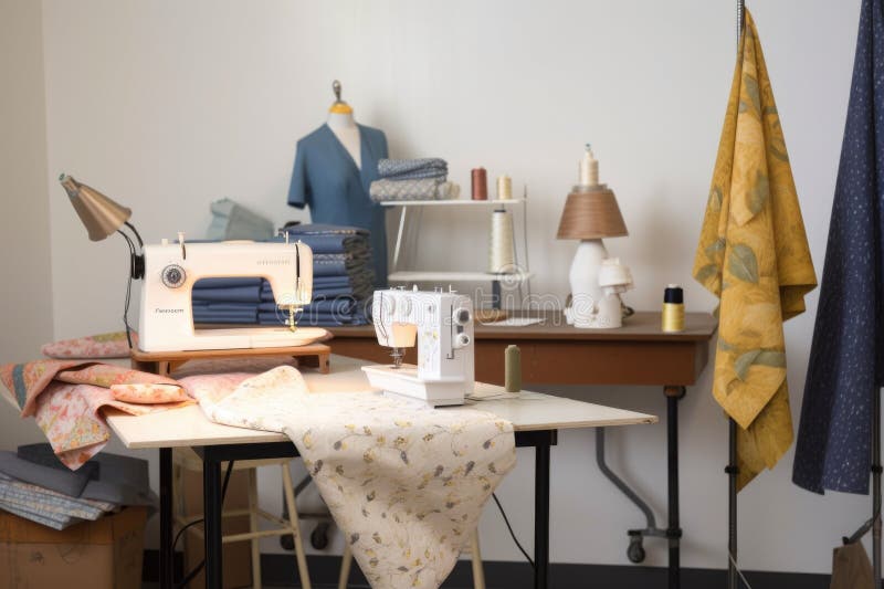 Sewing and Fabric Projects in a Studio Setting, with Sewing Machine and ...