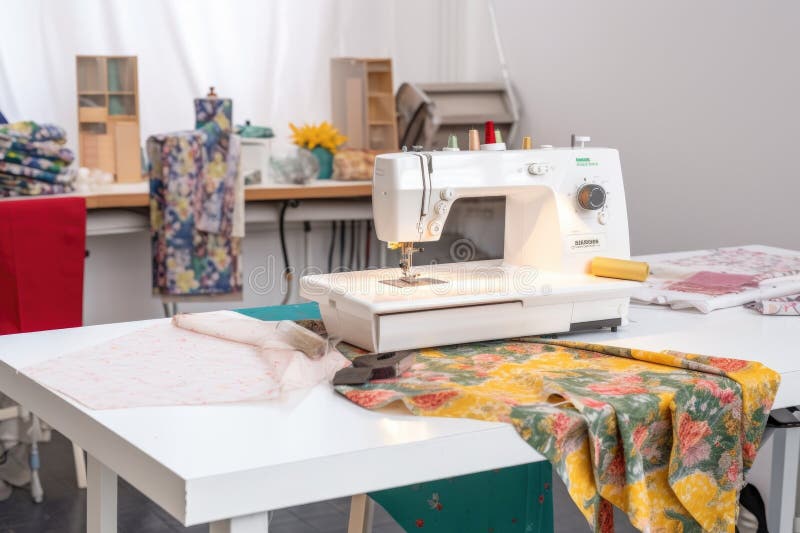 Sewing and Fabric Projects in a Studio Setting, with Sewing Machine and ...