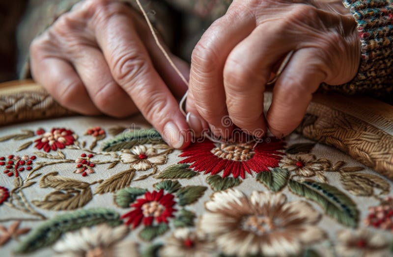 Sewing Hand Hand Embroidery Hand Tutorial on Hand Embroidery, Stock ...