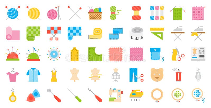 Sewing, Handcraft and Fashion Design Related Icon Stock Vector ...