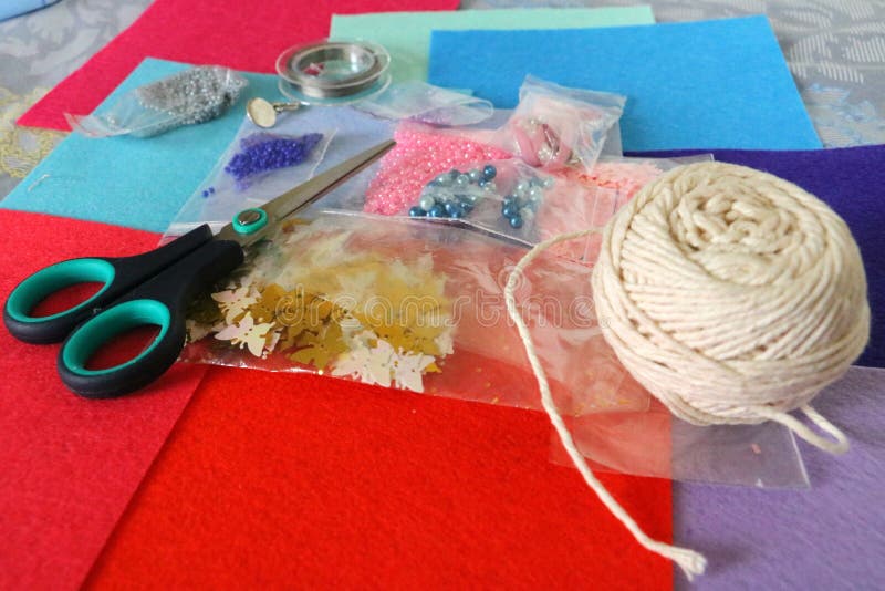 Sewing and Handmade Materials Stock Photo - Image of full, escissors ...