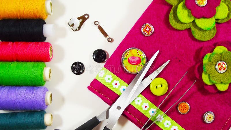 Sewing accessories. stock image. Image of needlework - 111328005