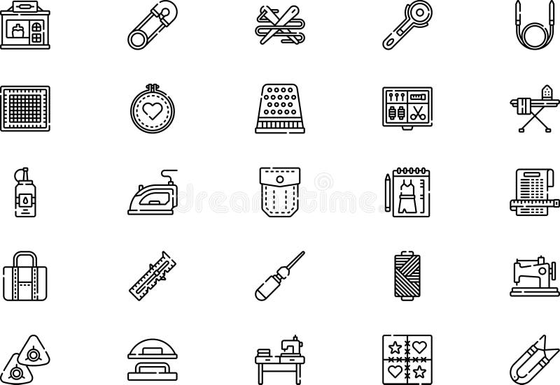 Sewing Icons Collection is a Vector Illustration with Editable Stroke ...