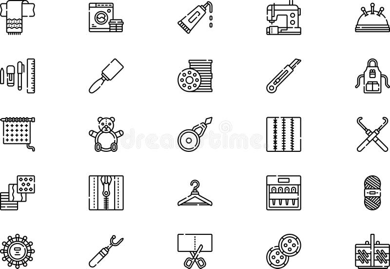 Sewing Icons Collection is a Vector Illustration with Editable Stroke ...