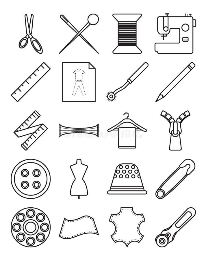 Sewing Icons Line stock illustration. Illustration of draft - 93104708