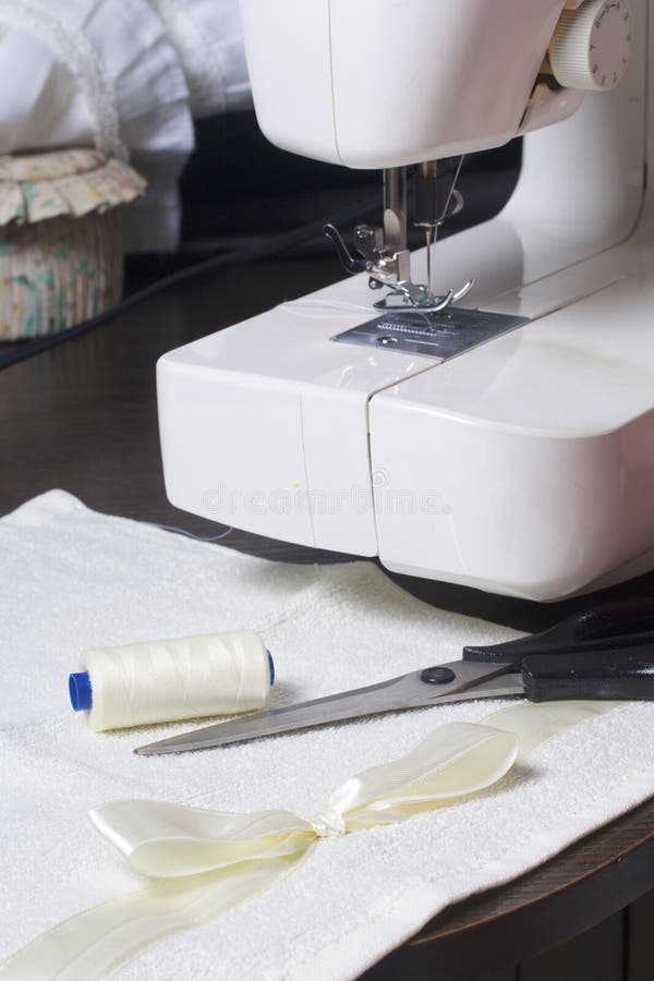 Sewing by an Individual Entrepreneur. Sewing Machine and Towel with ...