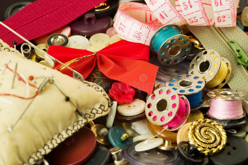 Sewing Items stock image. Image of black, needlework, string - 4266309