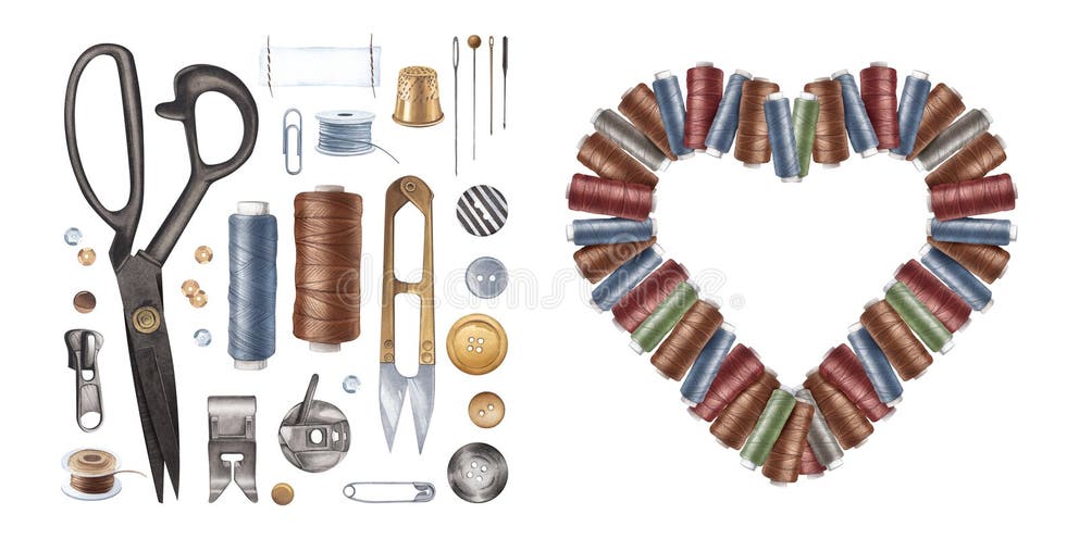 Sewing Items with a Frame in the Shape of a Heart from Threads ...