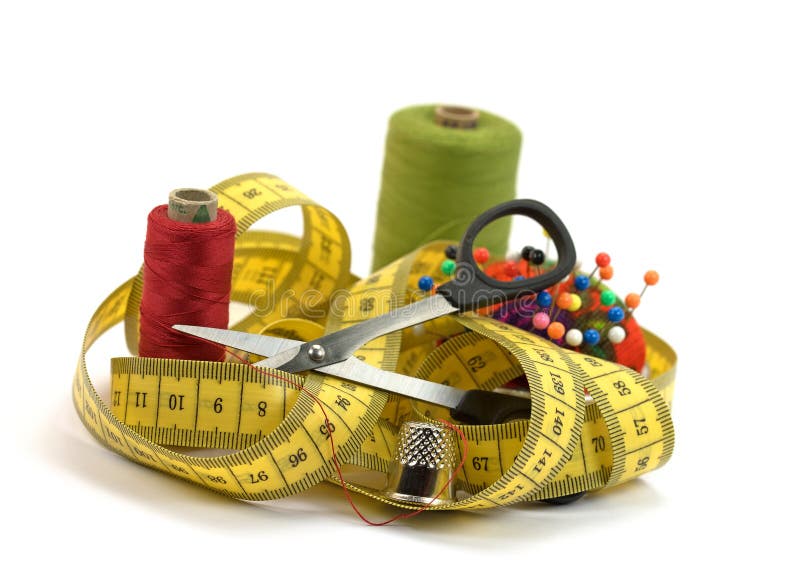 Sewing Utensils Against White Background Stock Image - Image of pins ...