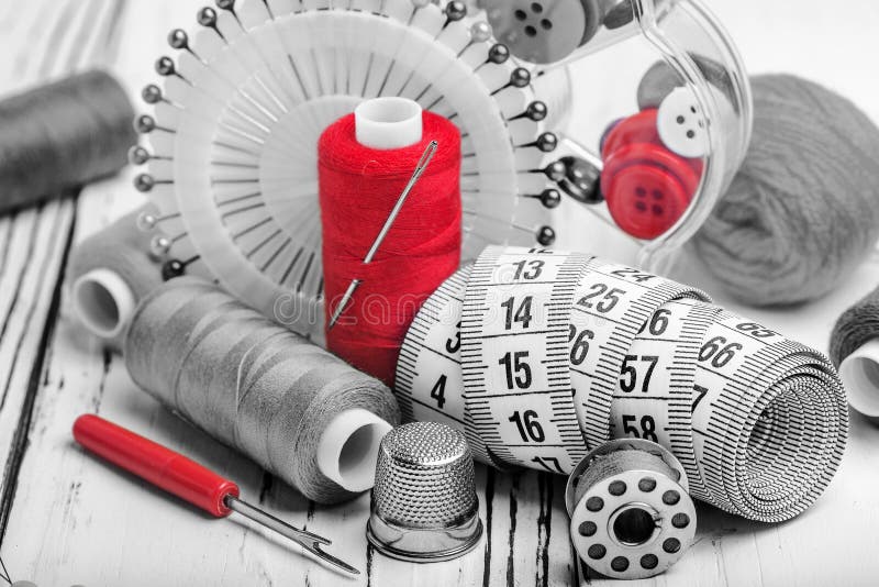 Sewing Kit from of Colored Thread Buttons Needles Stock Photo - Image ...