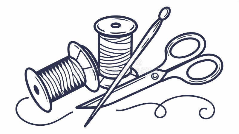 Sewing Kit Illustration, Craft Tools and Tailoring Supplies Vector ...
