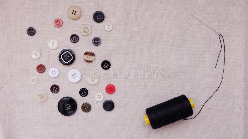 Sewing Kit of Needle, Thread and Buttons. Stock Image - Image of needle ...