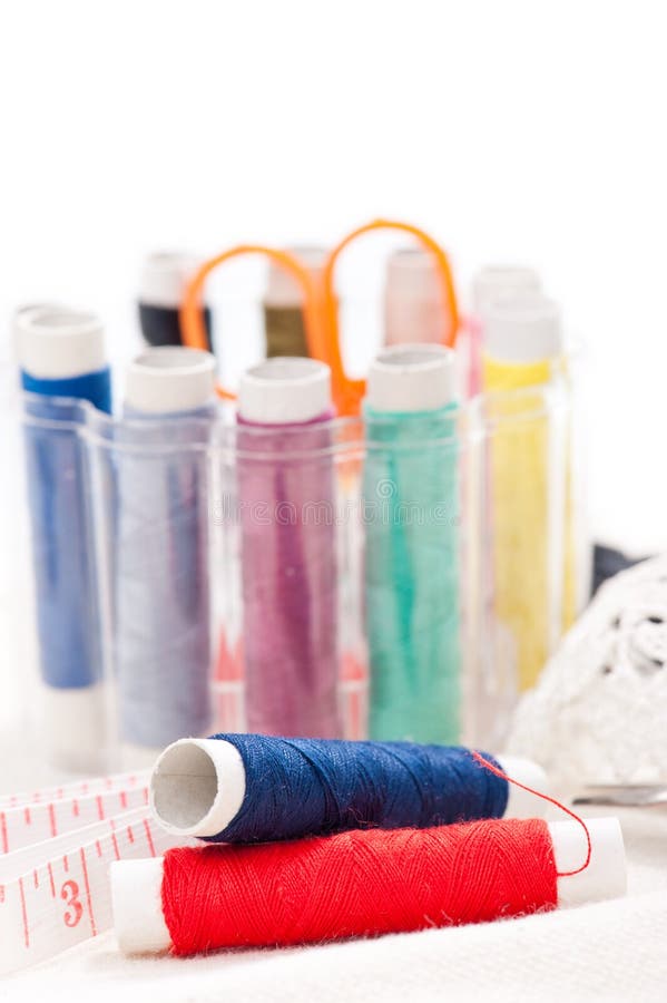 Sewing Kit with Threads and Meter Stock Image - Image of items, sewing ...