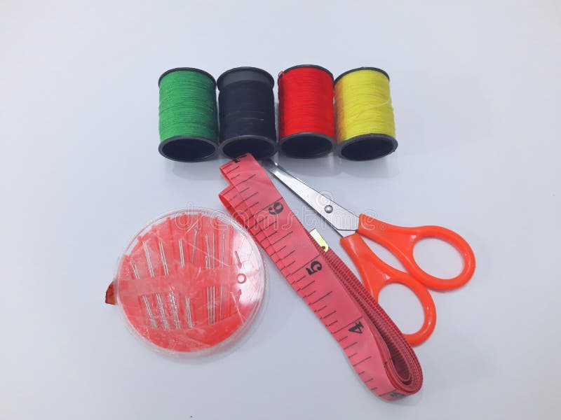 Sewing Kit Tools on White Background Stock Photo - Image of jewellery ...