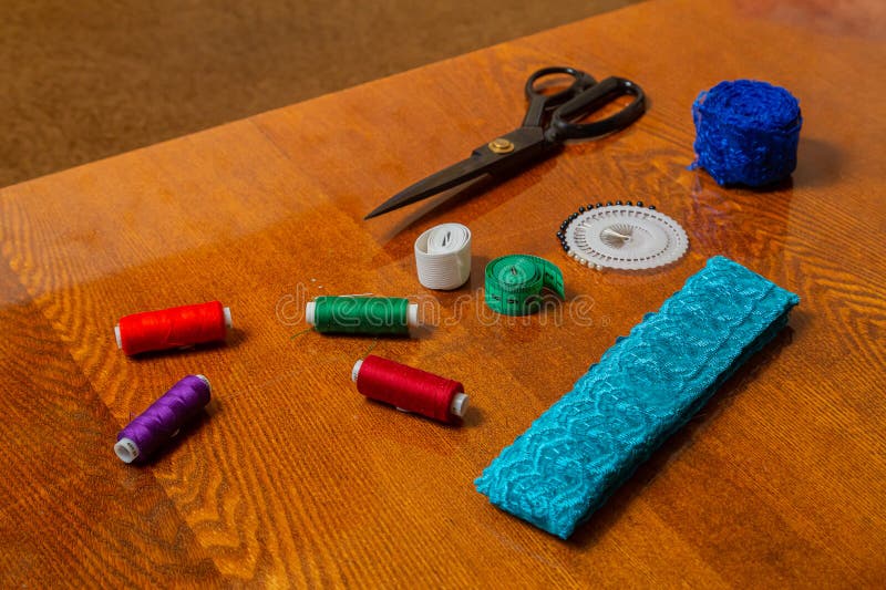 Sewing and Knitting Threads, Knitting Needles, Measuring Tape, Needles ...