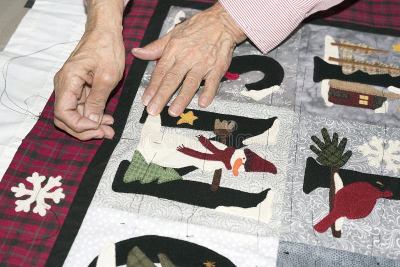 Sewing Layers of Fabric Using Basting Needle Stock Photo - Image of ...