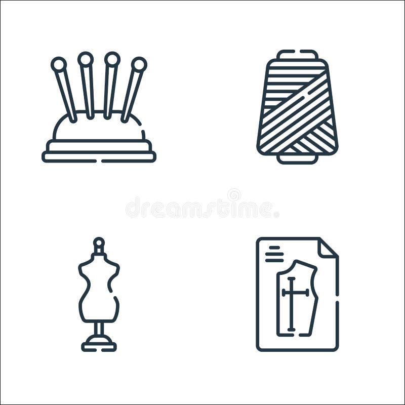 Sewing Line Icons. Linear Set Stock Vector - Illustration of handmade ...