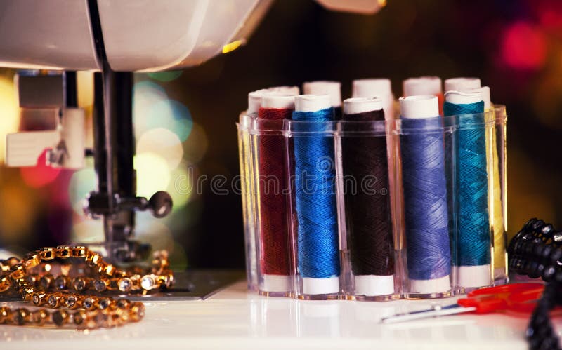 Sewing Machine Accessories Strings Home Stock Photo - Image of interior ...