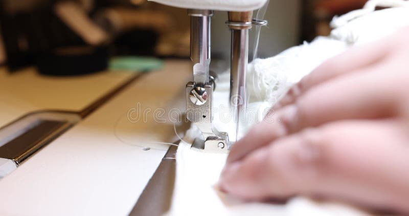 Sewing Machine in Action and a Closeup of Sewing Process Stock Video ...