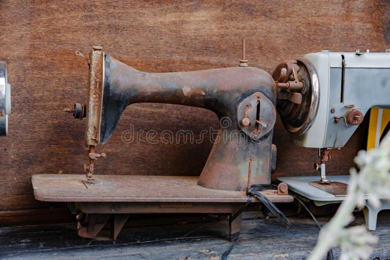 Sewing Machine. Beautiful Rusty Ancient Sewing Machine Stock Image ...