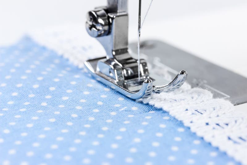 Sewing Machine with Blue Cloth Stock Photo - Image of tailor, clothing ...