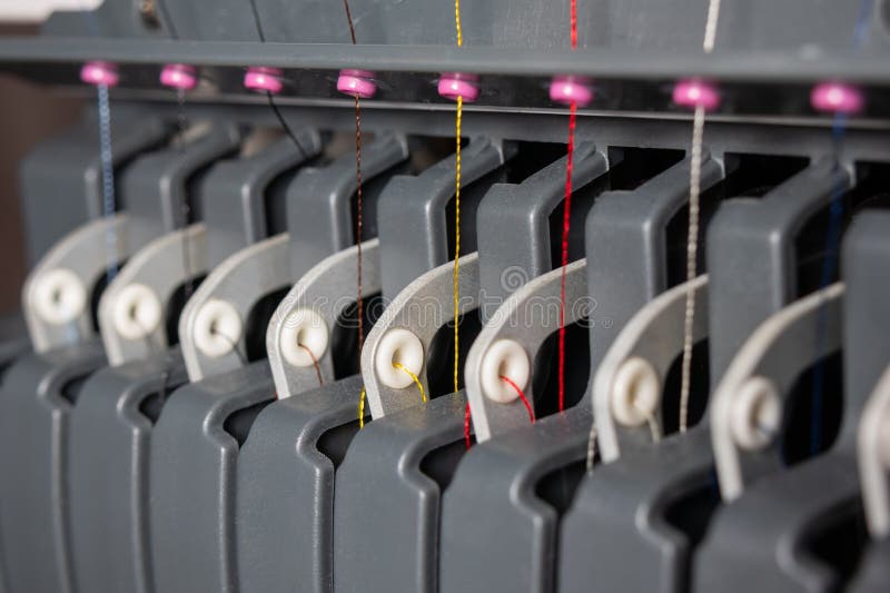 Sewing Machine Close-up with Colored Threads. Stock Image - Image of ...