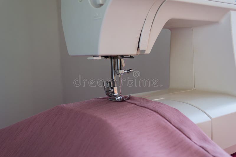Sewing Machine with Cloth Close-up Stock Image - Image of clothes ...