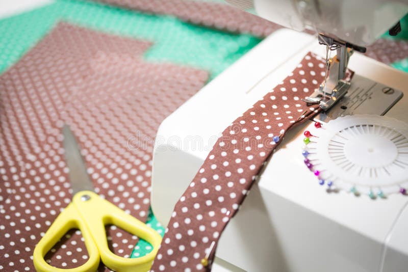 Sewing machine with cloth stock image. Image of needle - 89600853