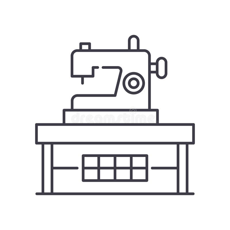 Sewing Machine Symbol Icon, Black Vector Sign with Editable Strokes ...