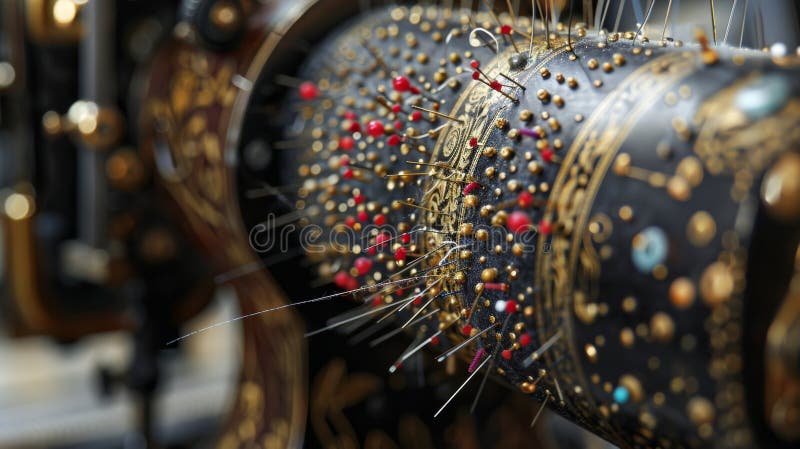 A Sewing Machine Covered in Pins and Needles Evidence of the Intricate ...