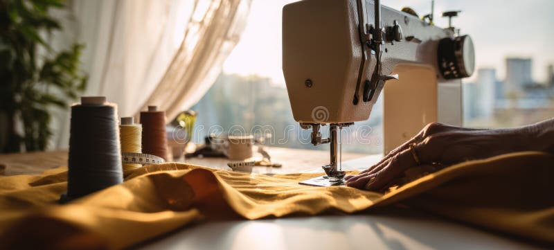The Sewing Machine Creating Beautiful Fabric Designs in a Cozy ...