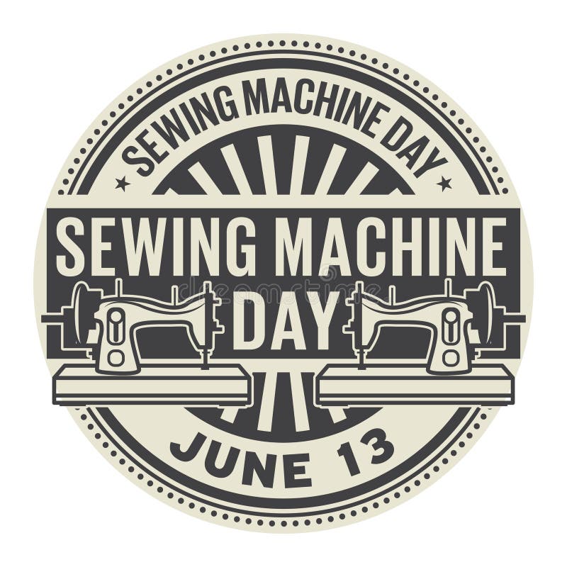 Sewing Machine Day stamp stock vector. Illustration of month - 112170846