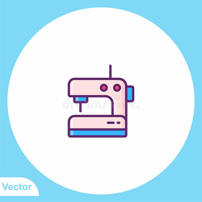 Sewing Machine Flat Vector Icon Sign Symbol Stock Vector - Illustration ...