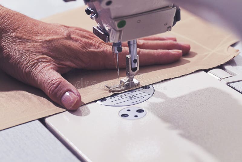 The Sewing Machine and Human Hand Stock Image - Image of manufacturing ...