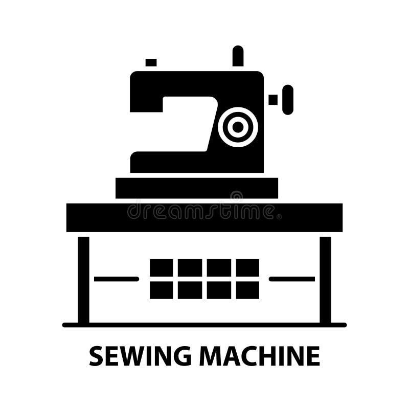 Sewing Machine Icon, Black Vector Sign with Editable Strokes, Concept ...