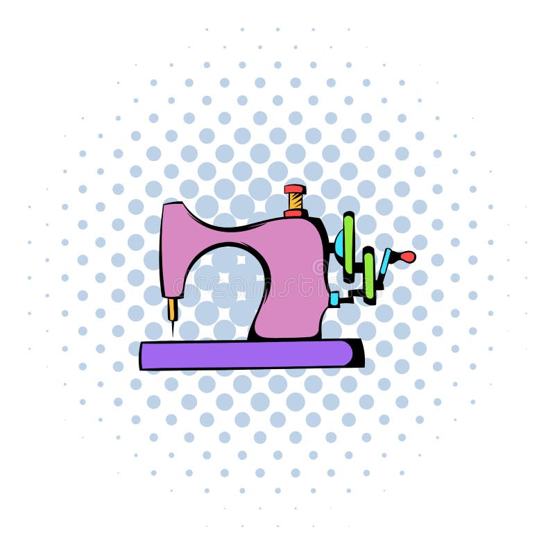 Sewing Machine Icon, Comics Style Stock Illustration - Illustration of ...