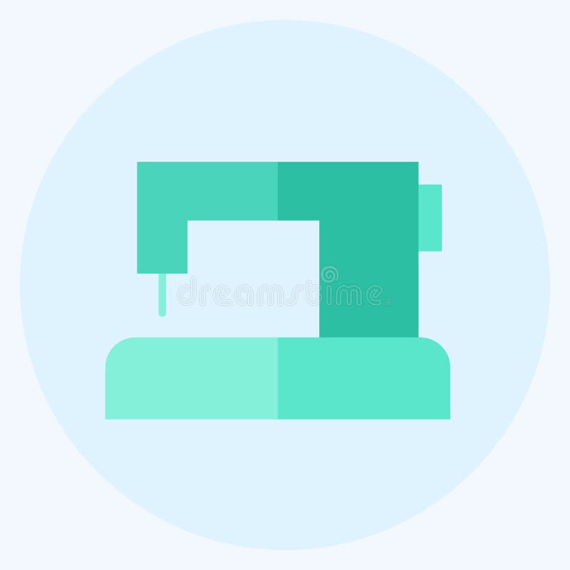 Sewing Machine Icon in Trendy Flat Style Isolated on Soft Blue ...