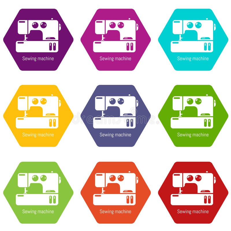 Sewing Machine Icons Set 9 Vector Stock Vector - Illustration of fabric ...