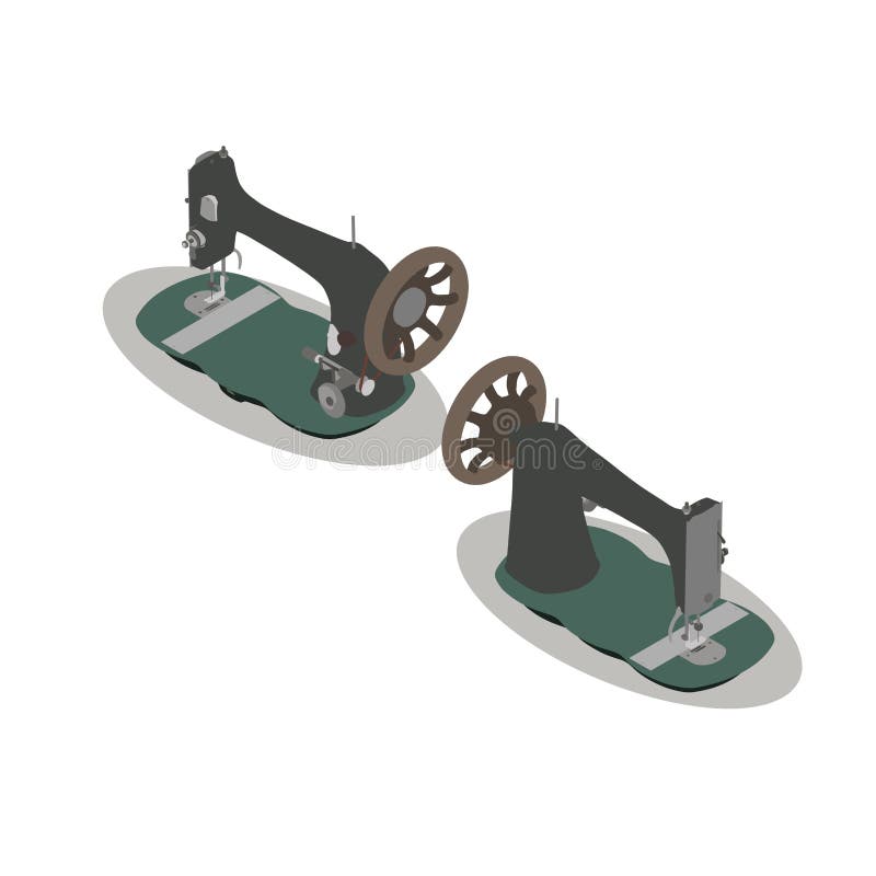 Sewing Machine Side View Flat Illustration Object Stock Vector ...