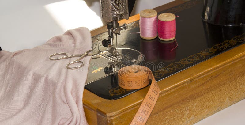 Sewing Machine and Item of Clothing Material Stock Photo - Image of ...