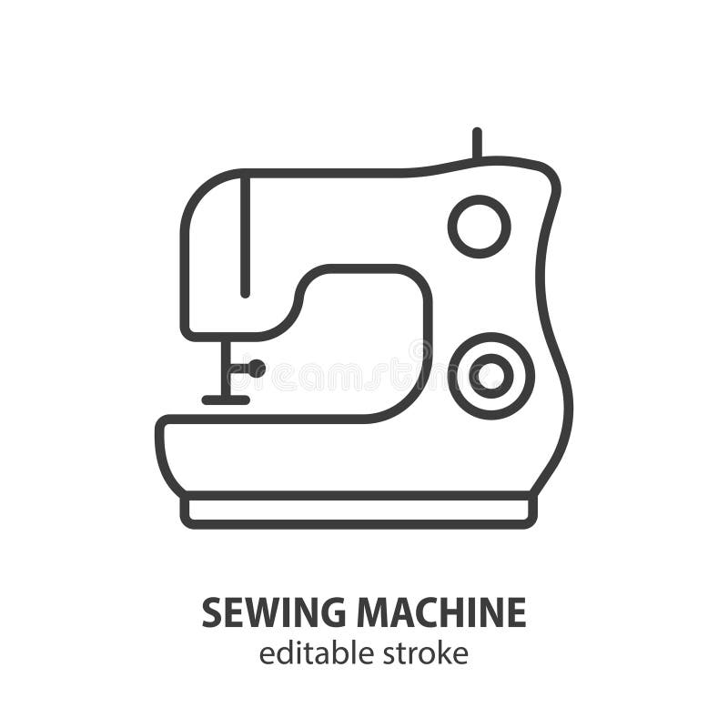 Sewing Machine Line Icon. Tailor Equipment Outline Symbol. Editable ...